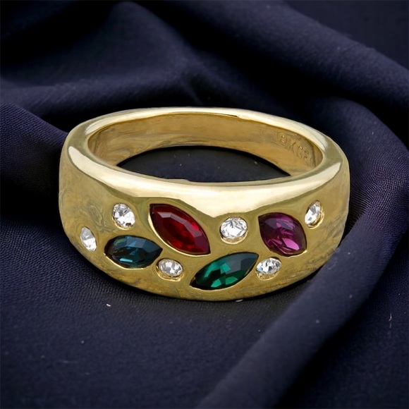Jewelry | Vintage 18k Hge Multicolor Austrian Crystal Ring | Poshmark